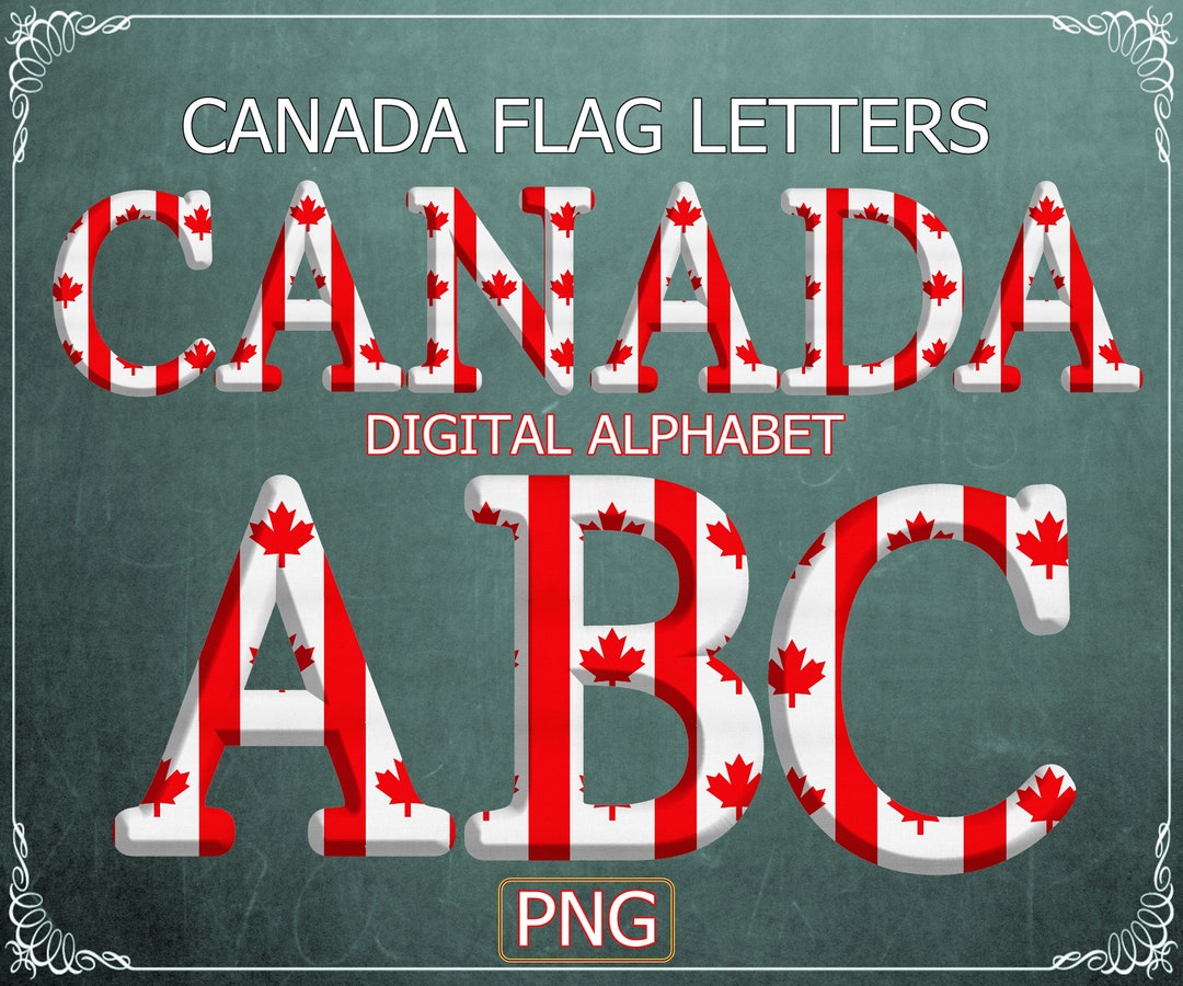 Canada Flag Alphabet Clipart, Sycamore Tree Leaf Canada Font,digital ...
