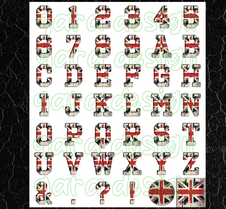 British Flag Alphabet Clip Art,united Kingdom Flag Sports Letters,union ...