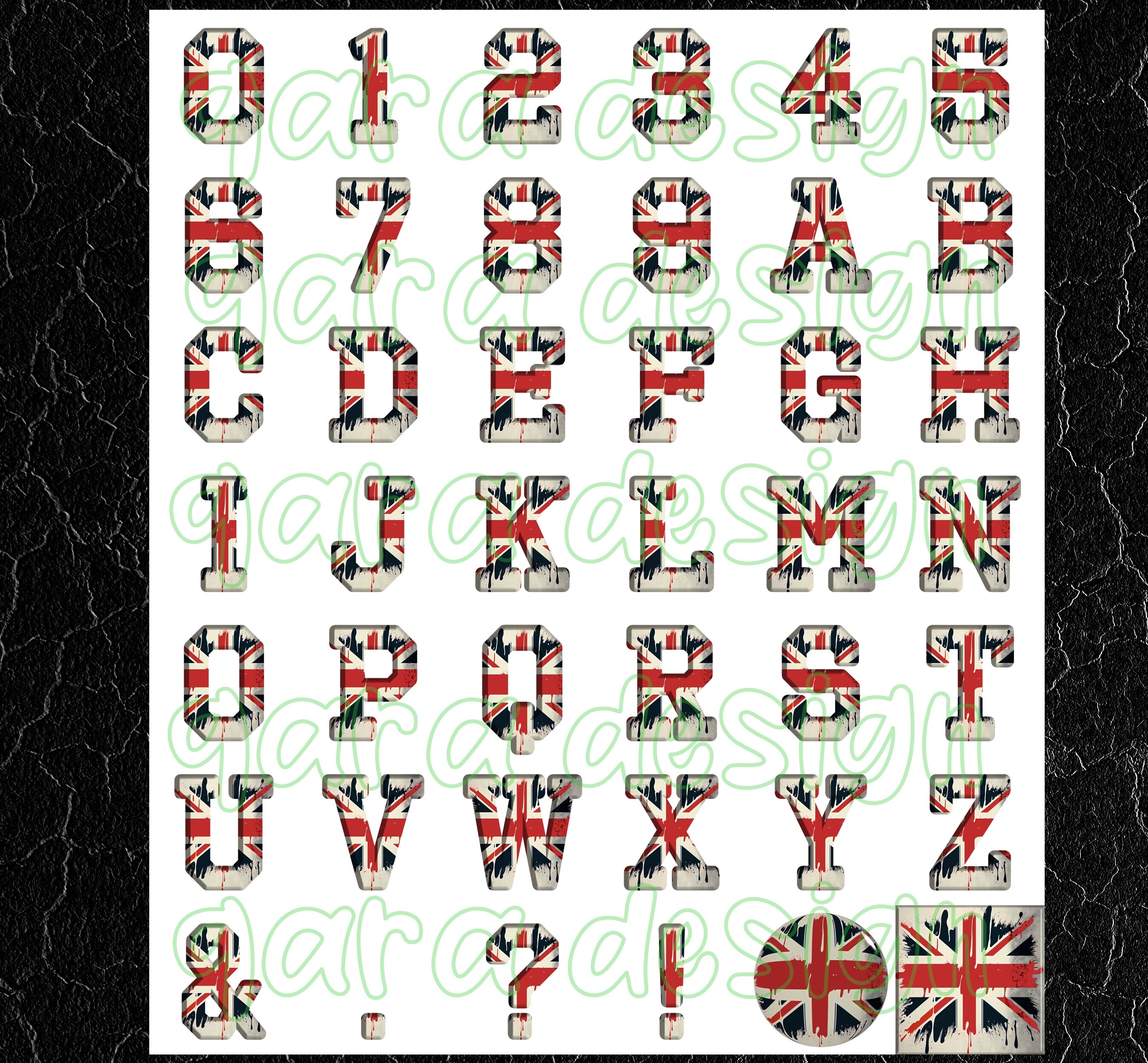 British Flag Alphabet Clip Art,united Kingdom Flag Sports Letters,union ...
