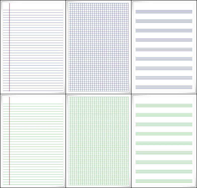 Printable Lined Paper Graph Paper PDF. Grid Paper.musical Note Paper ...