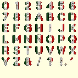 Mexico Flag Font: Mexican Alphabet, Numbers & Clipart (PNG) - Etsy