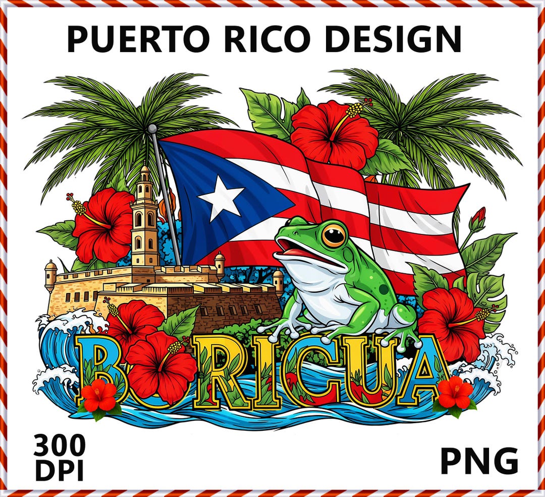 Puerto Rico Flag & Coqui Frog PNG | Boricua Design Bundle (digital ...