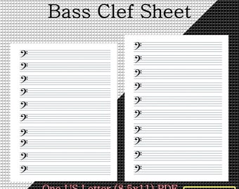 Bass Clef Sheet Blank Music Bass Clef Music Sheet Printable - Etsy