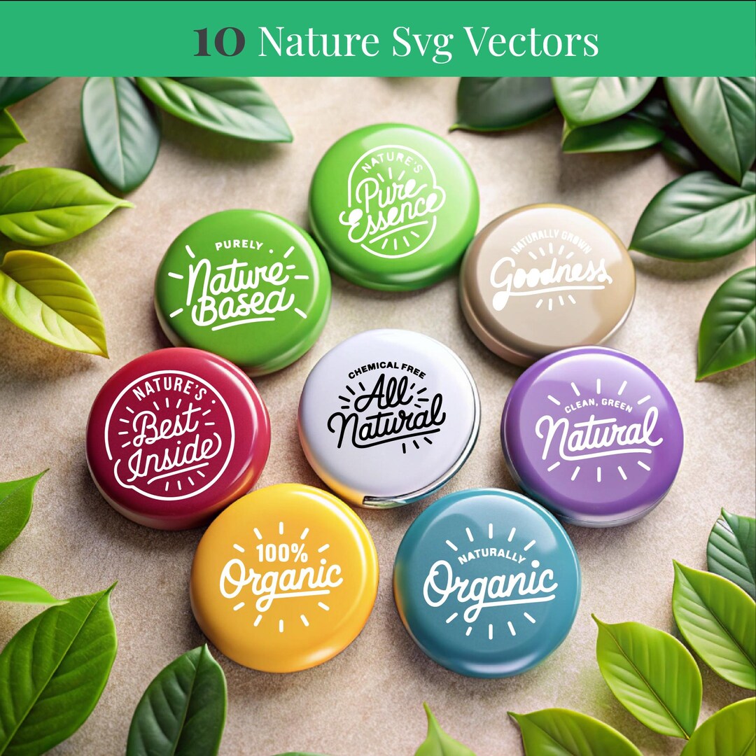 Natural Product Badges, 10 SVG EPS Nature Badge Vectors Handwritten ...
