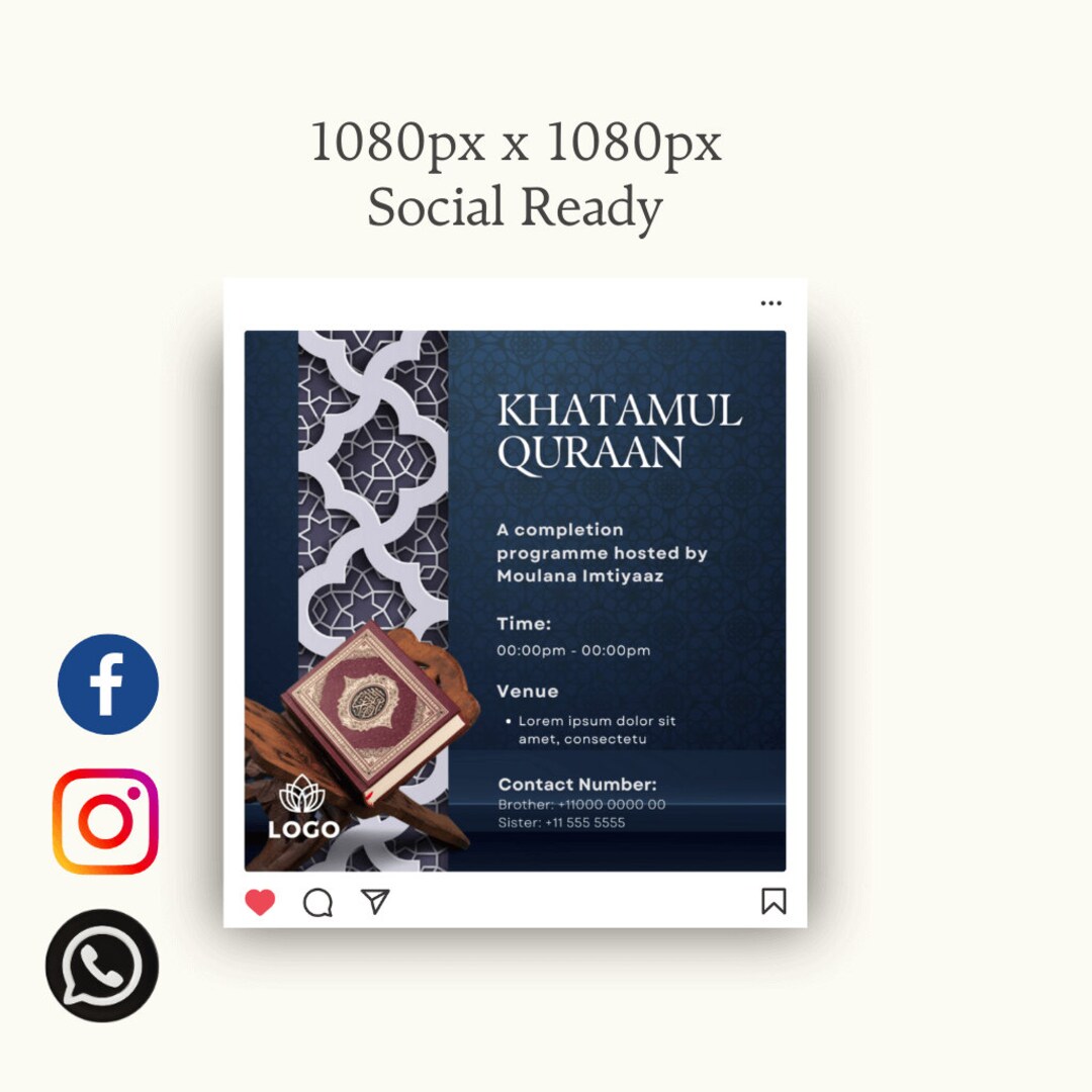 Khatamul Quran Poster | Islamic Institutional Social | Canva Template ...