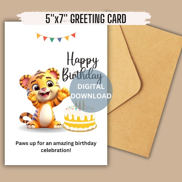 Printable Tiger Birthday Card - Etsy