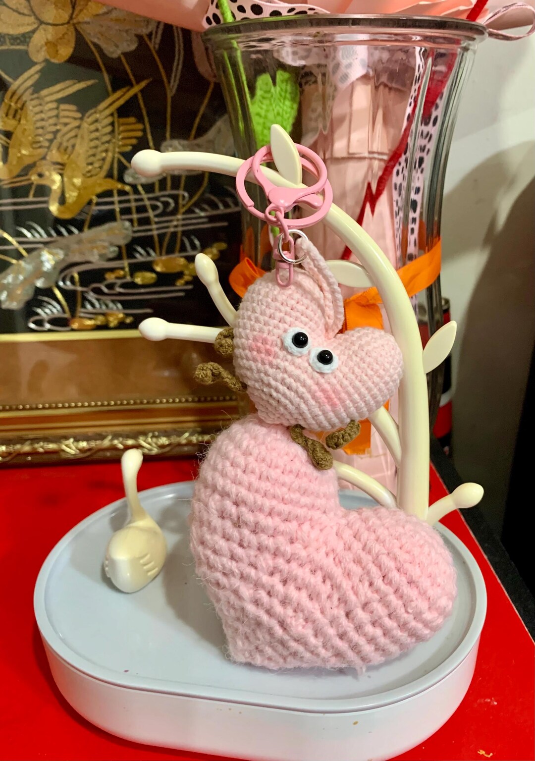 Valentines Heart Crochet Keychain - Etsy
