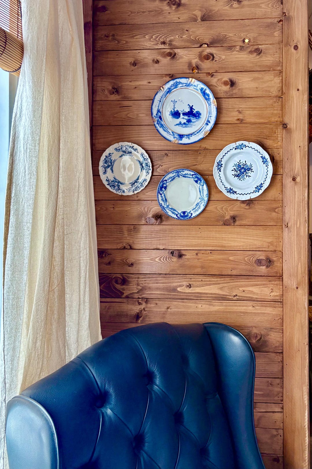 Antique Set of 4 Small Wall Plates. Rare Blue Transferware on White ...