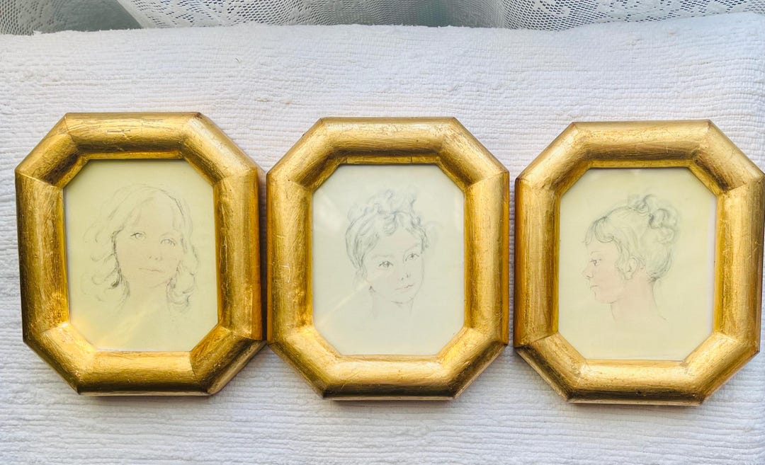 Vintage Italian Drawings Set: 1940s Framed Silk Art - Etsy