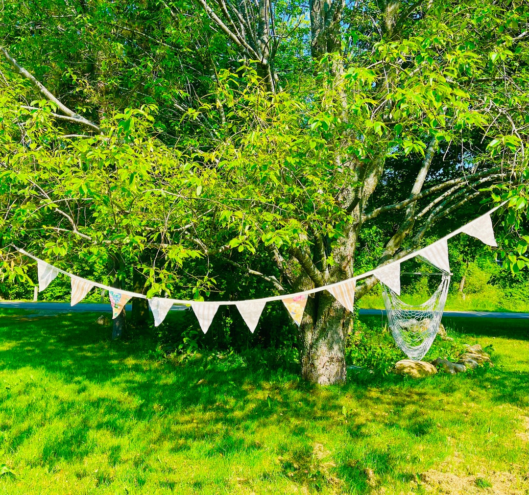 Handmade XL Fabric Banner, Muted Creamy Romantic Colors. One of a Kind ...