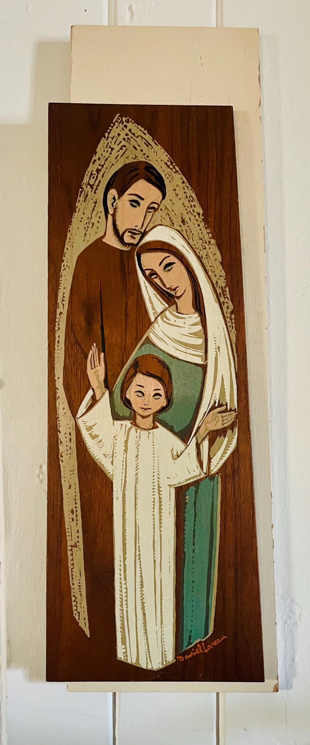Vintage Mid-century Religious Painting on Wood by Daniel Lareau - Etsy