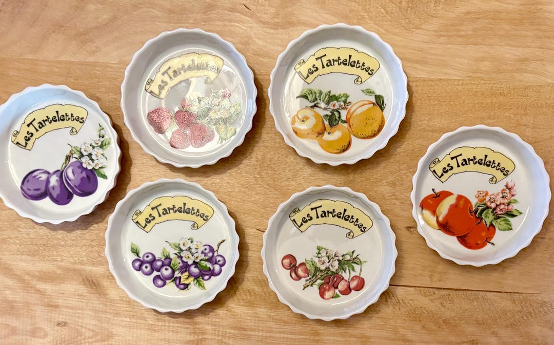 Vintage French Porcelain Ramekins, L'hirondelle Fruit Tart Dishes, Set ...