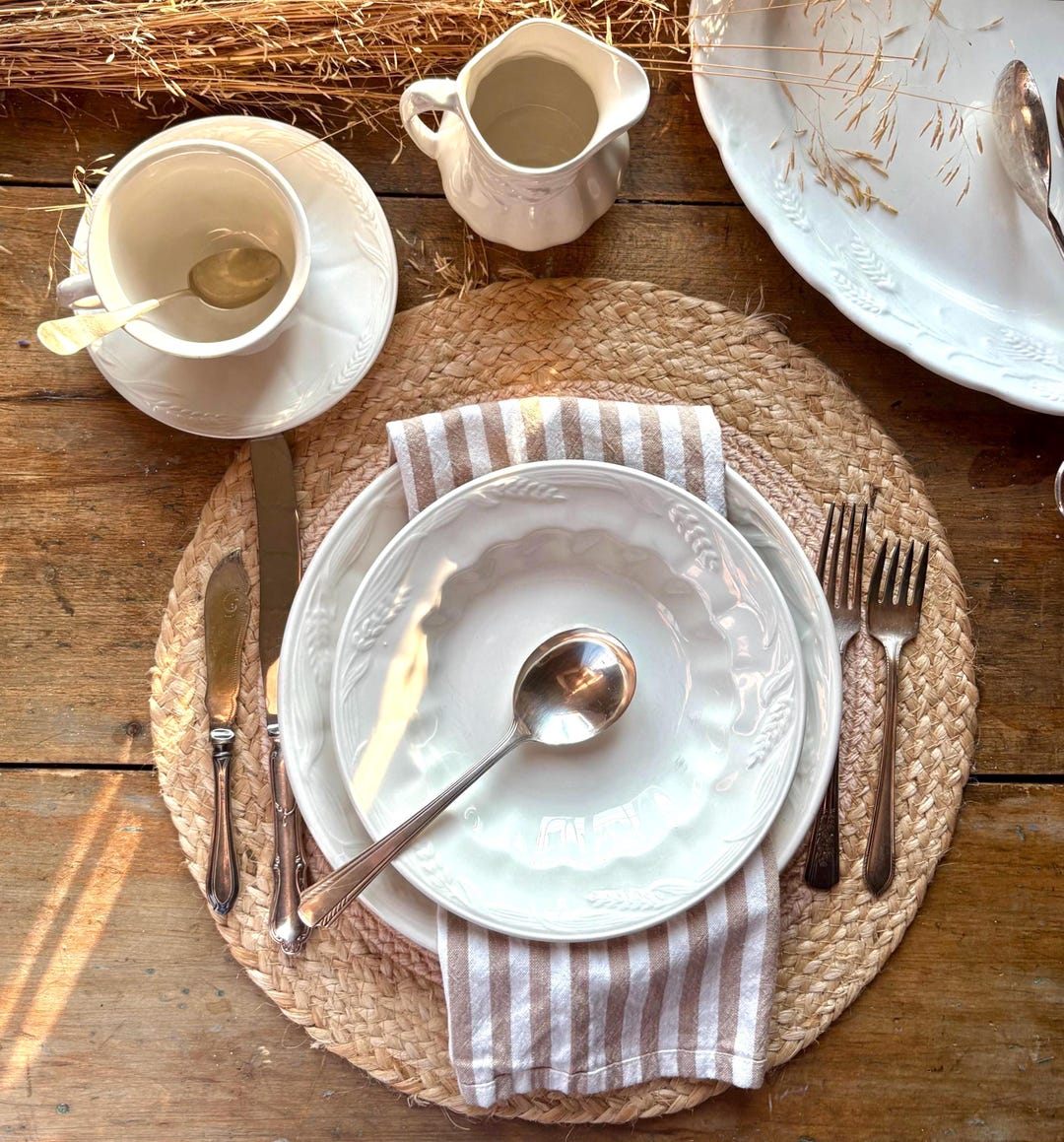 Vintage Royal Crownford Ironstone Dinnerware Set, White Wheat, 17 Piece ...