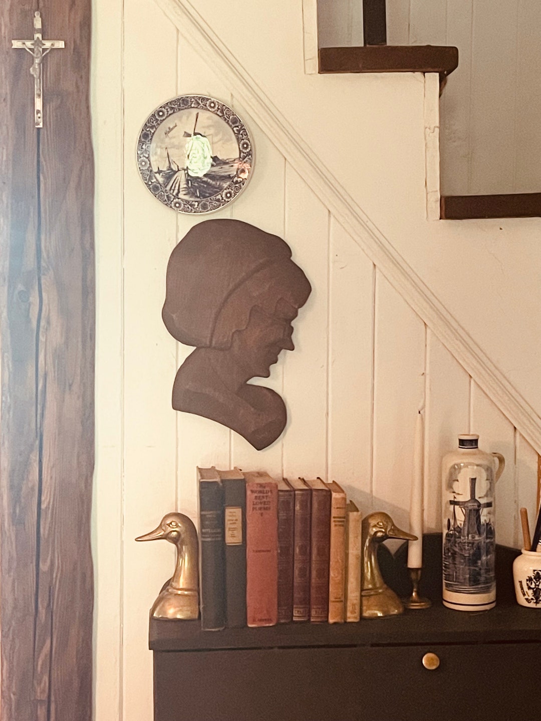 Vintage Paul Emile Caron Wood Carving: Grandmother Portrait, Saint-jean ...