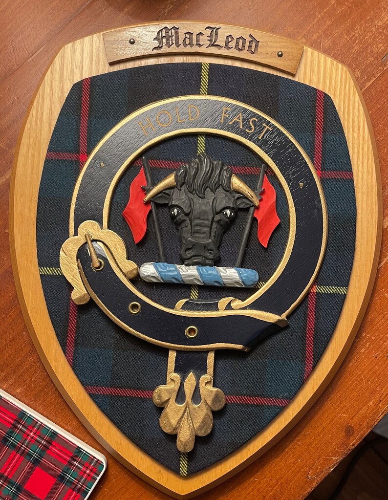 Macleod Family Clan Crest Framed With Tartan Made by Hand in Scotland ...