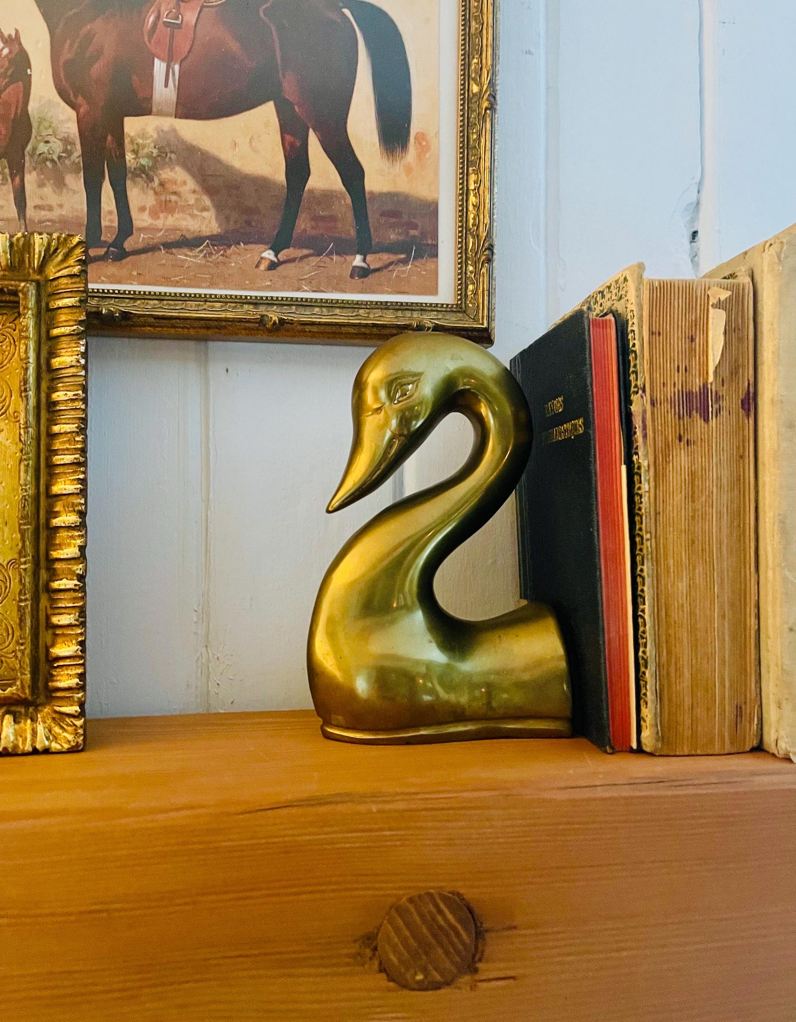Vintage Swan Head Bookend, Heavy Solid Brass Lakeside / Countryside ...