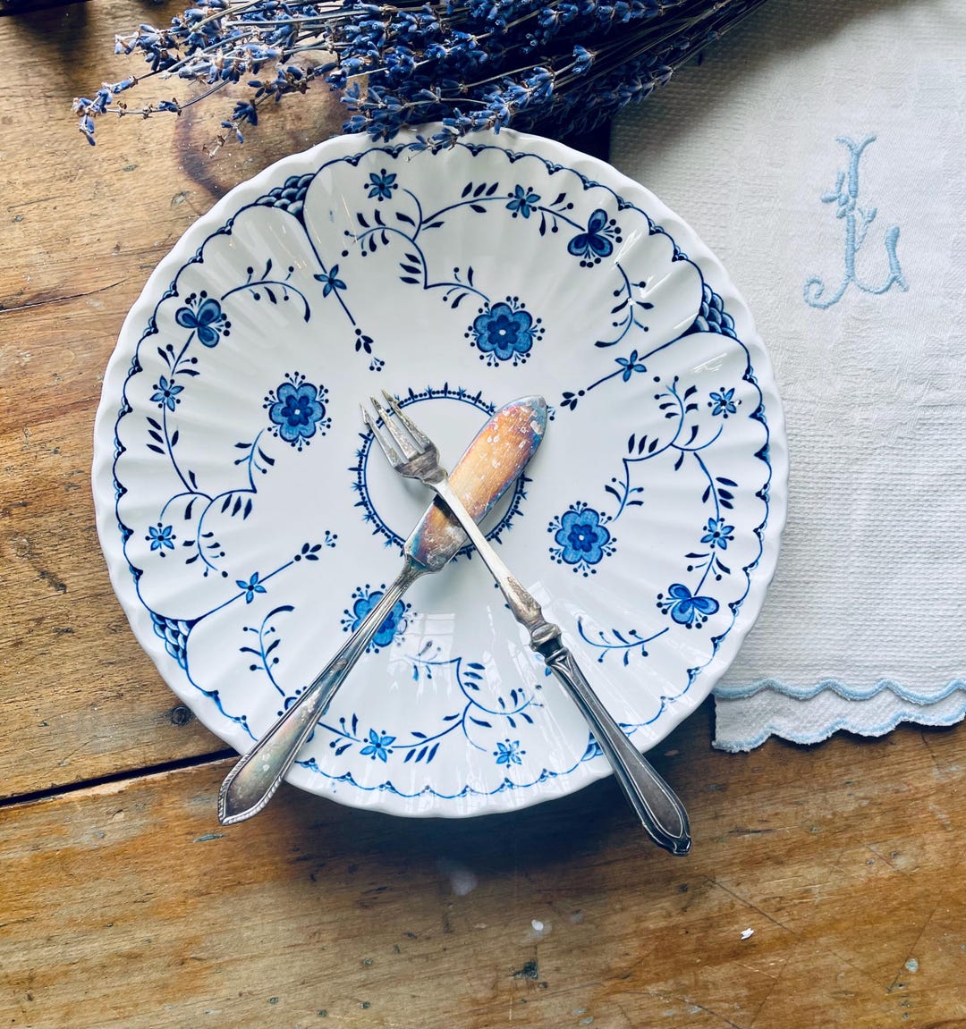 Vintage Alfred Meakin “arcadia” Blue & White Ironstone Serving Bowl – 8 ...