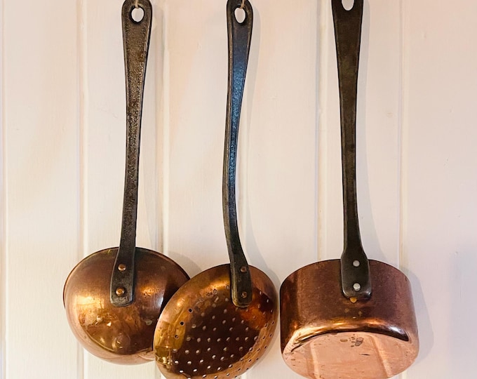 Vintage Copper Kitchen Ustensils. Choice of Ladle, Skimmer, Saucepan ...