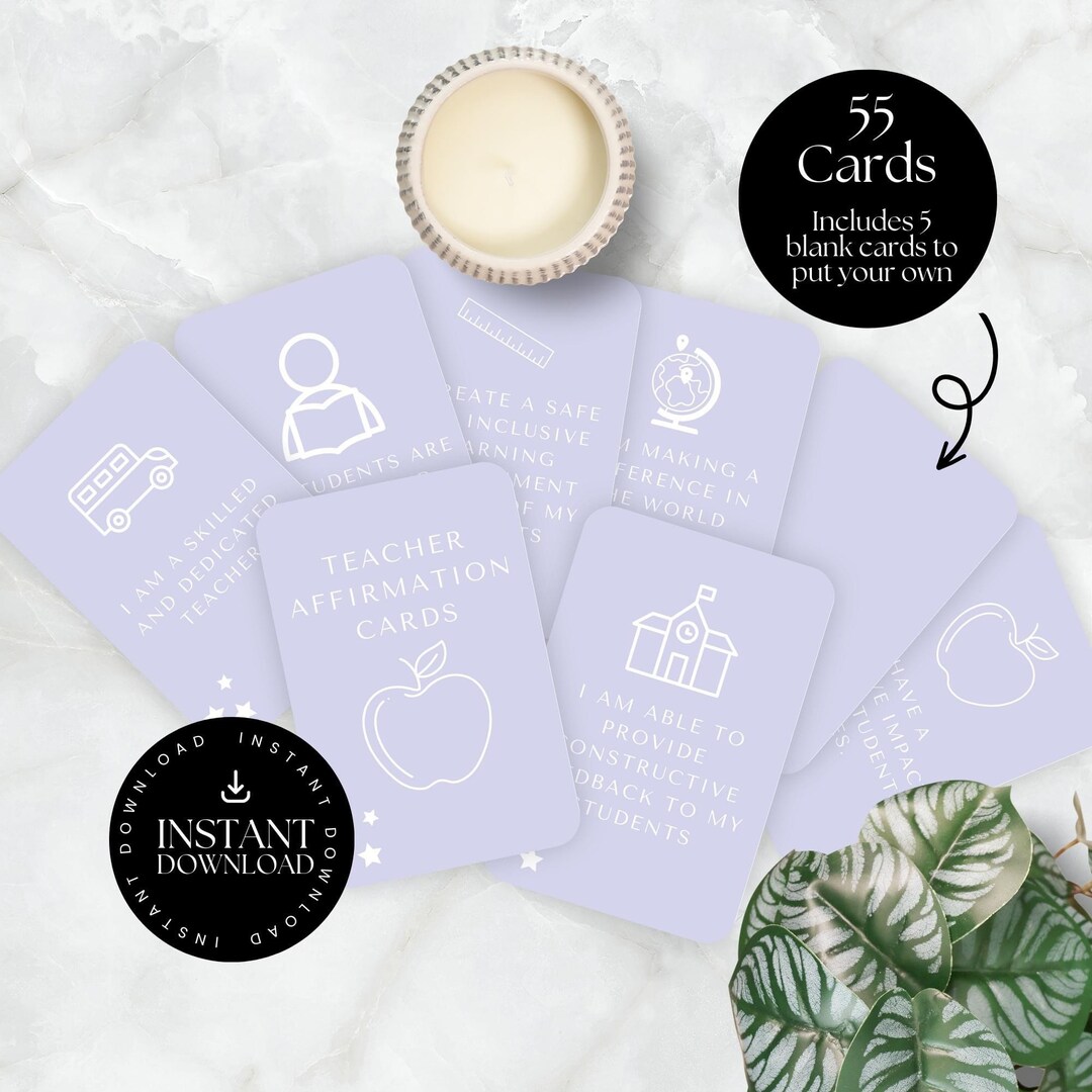 Teacher Affirmations PDF Printable Card Deck - Etsy