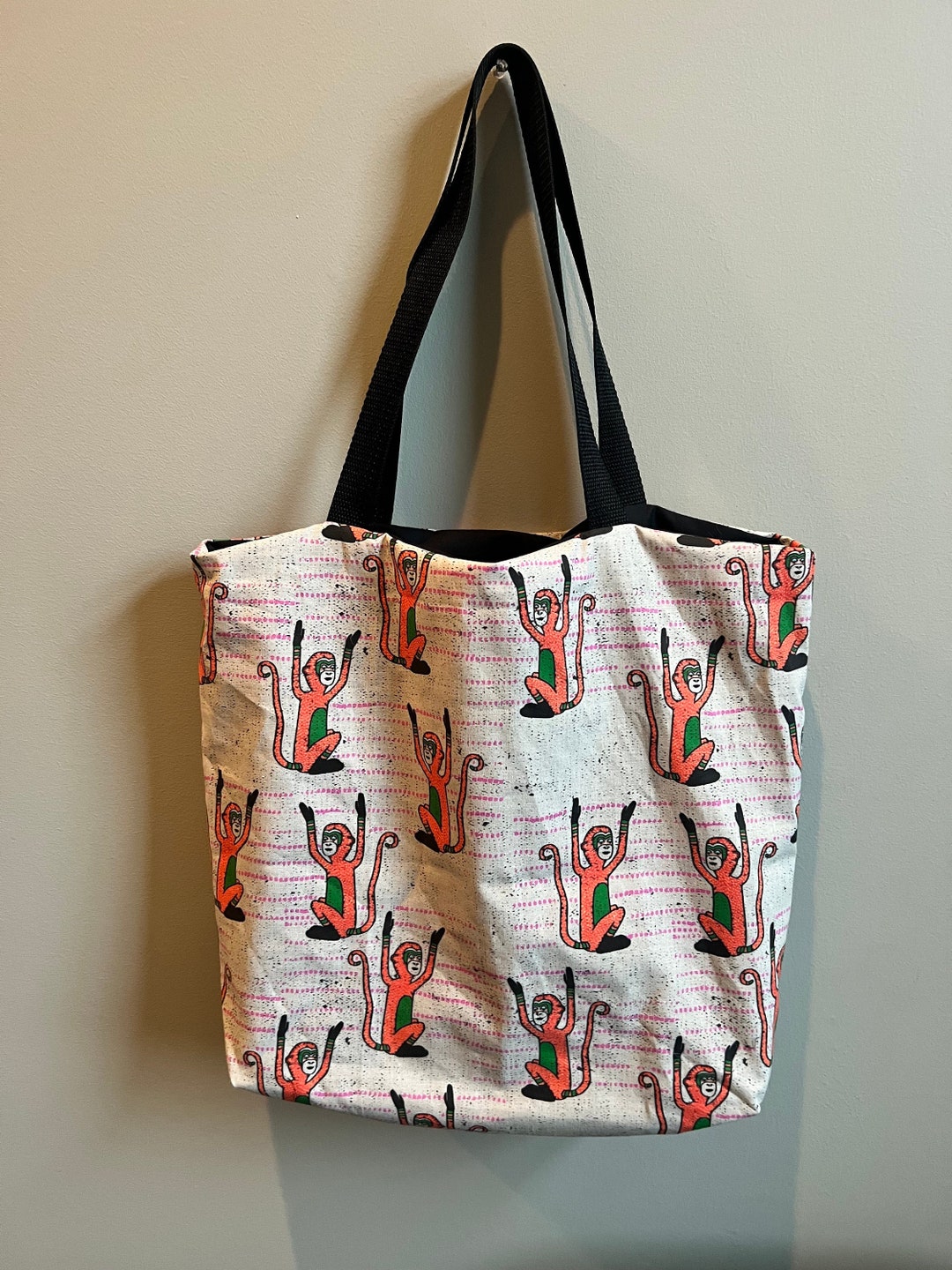 Bohemian Monkey Folk Art Tote Bag Psychedelic Primate - Etsy