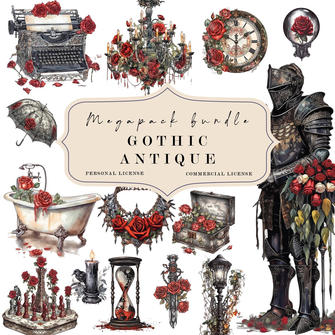 GOTHIC Clipart Bundle Horror Clipart Spooky Mystical - Etsy