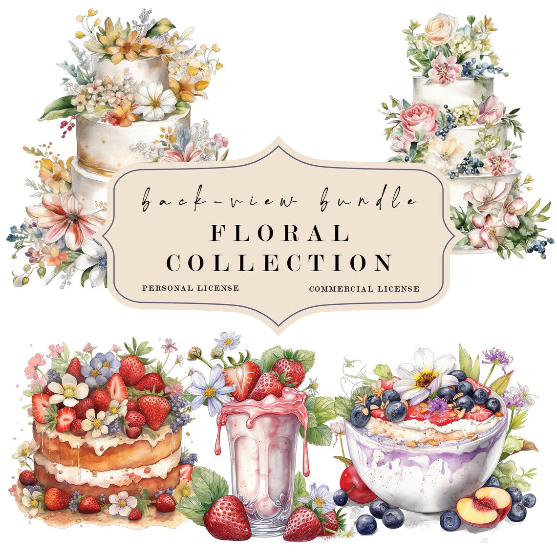 Floral Cottagecore Clipart Vintage Cottage Garden With Floral - Etsy