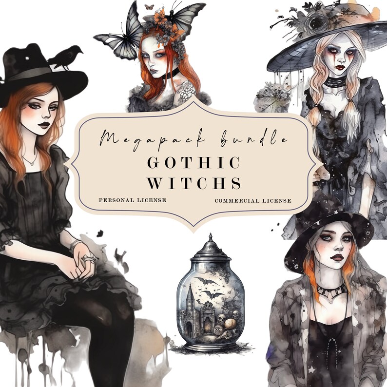 GOTHIC Clipart Bundle Horror Clipart Spooky Mystical - Etsy