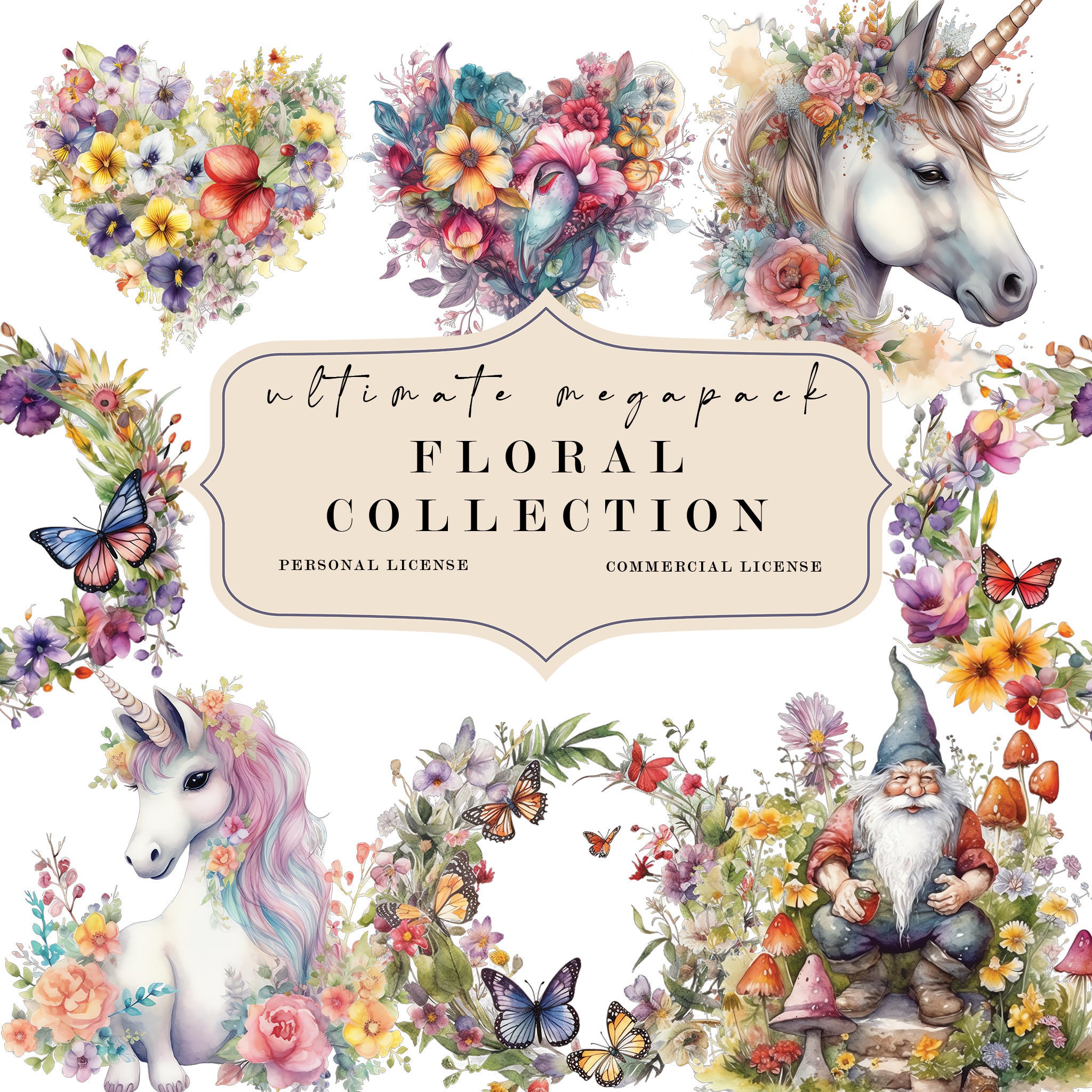 Floral Cottagecore Clipart Vintage Cottage Garden With Floral - Etsy