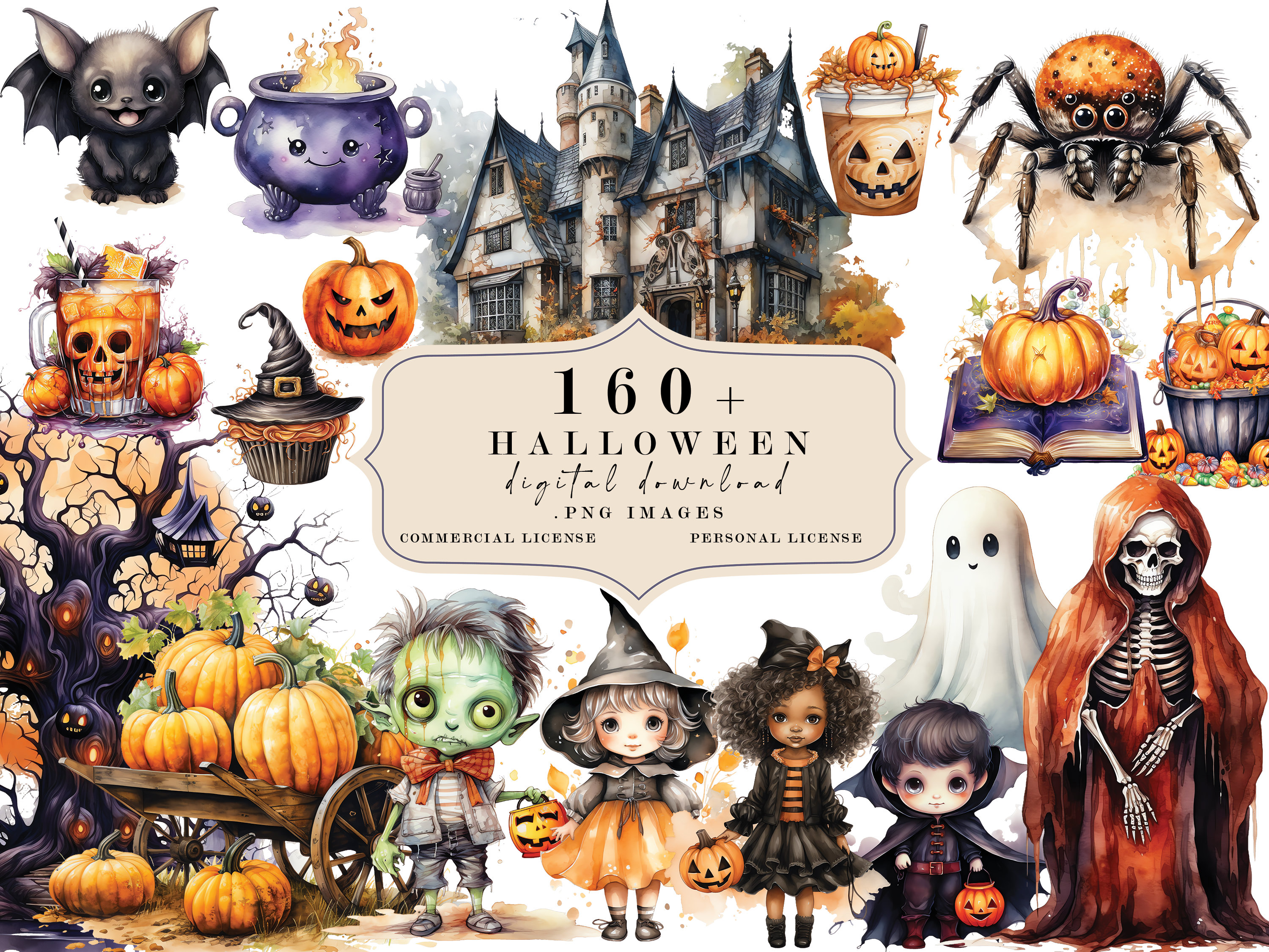 Halloween Clipart, Horror PNG Graphics, Scary Halloween Decor, Pumpkin ...