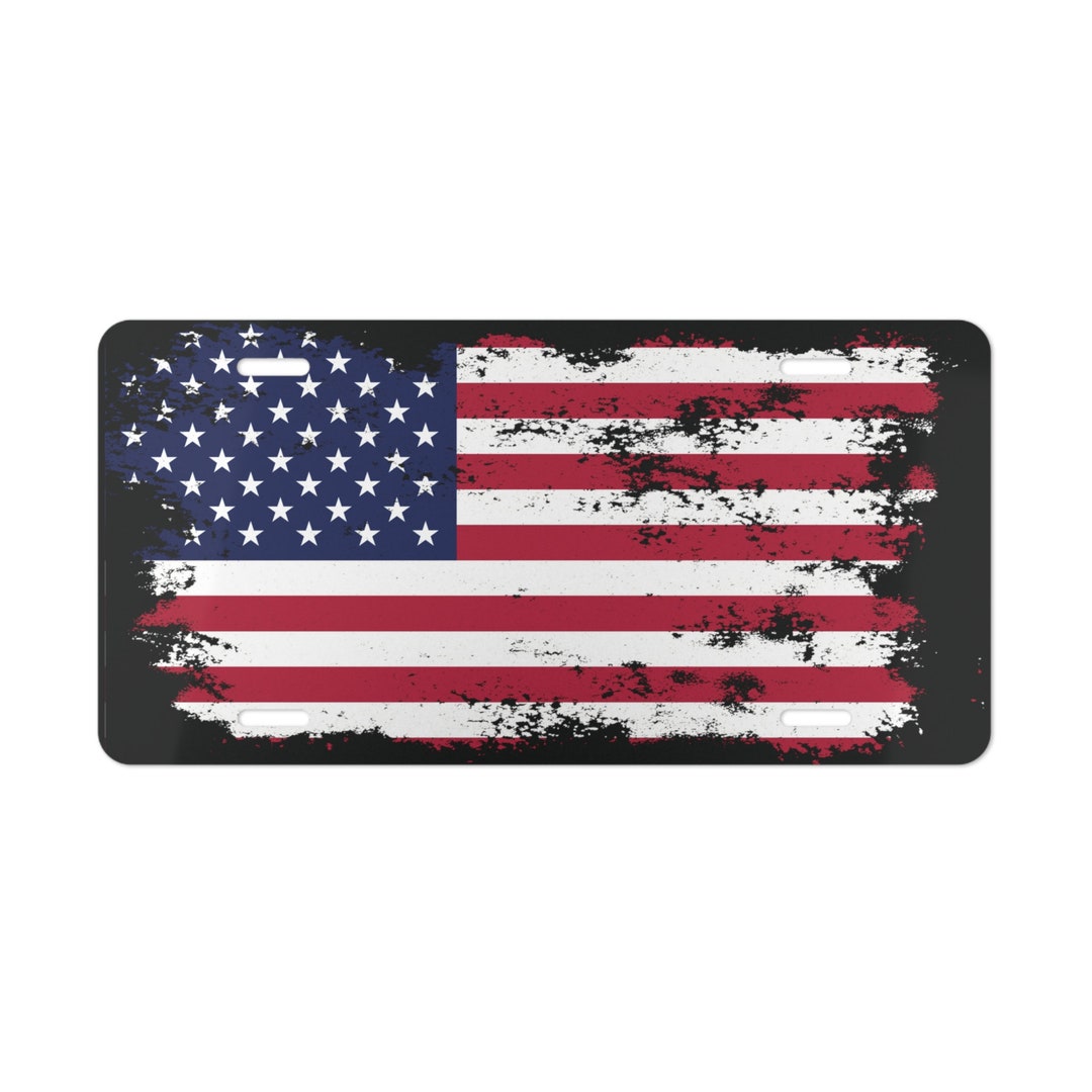 USA Vanity Plate, United States of America Flag rough Look Design, USA ...