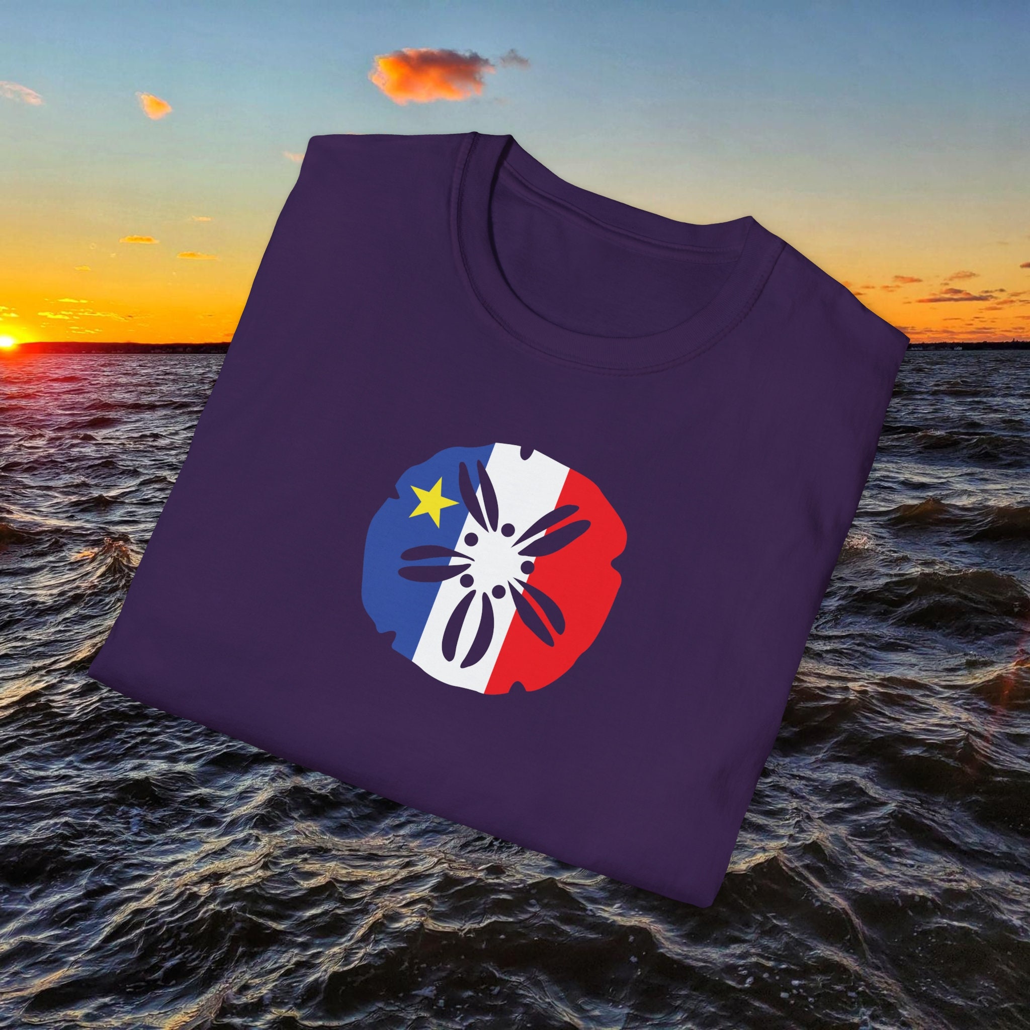 Acadie T-shirt, Acadian Shirt, Shirt With Acadian Flag Sand Dollar ...