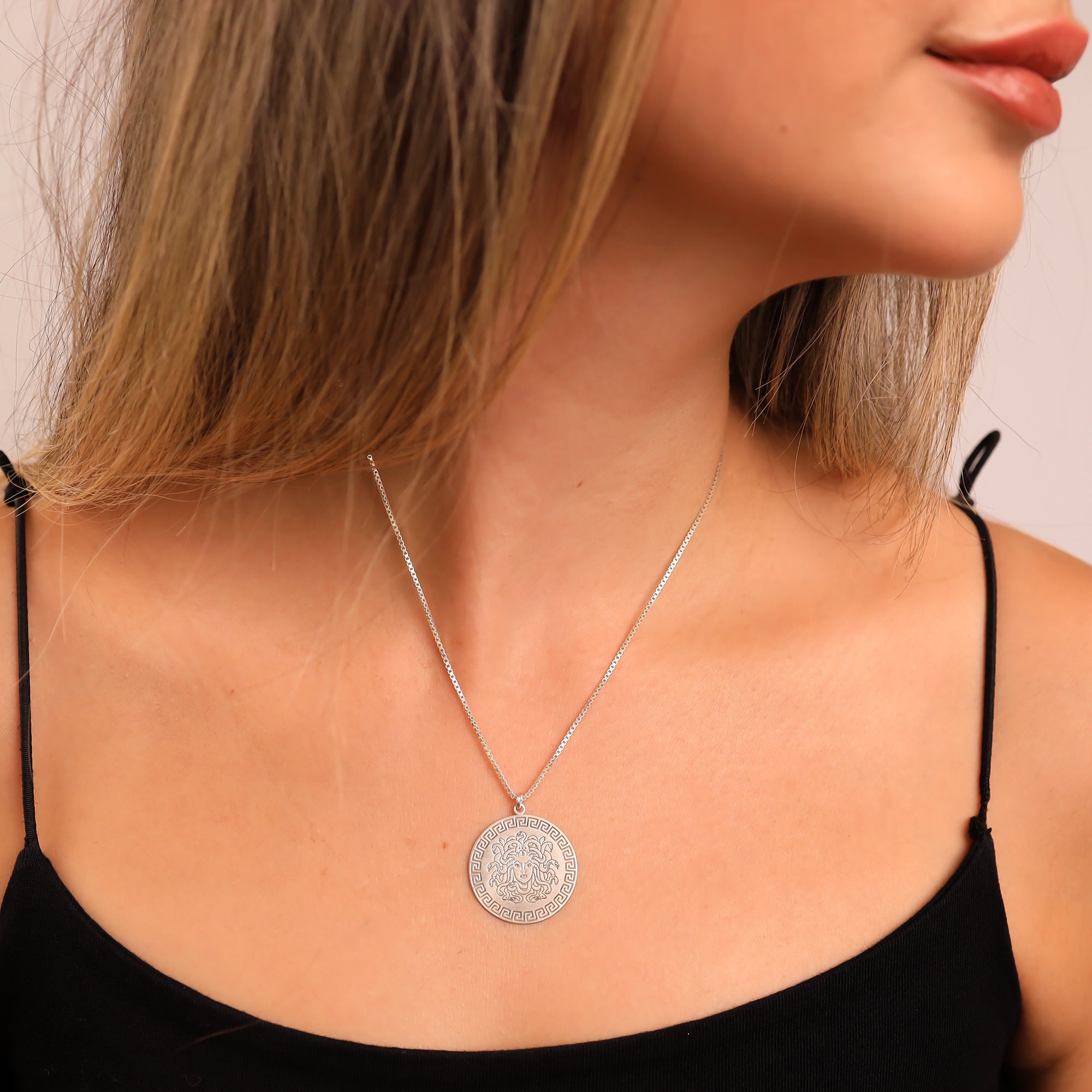 Medusa Silver Necklace, A Symbol of Inner Strength and Beauty, Medusa ...