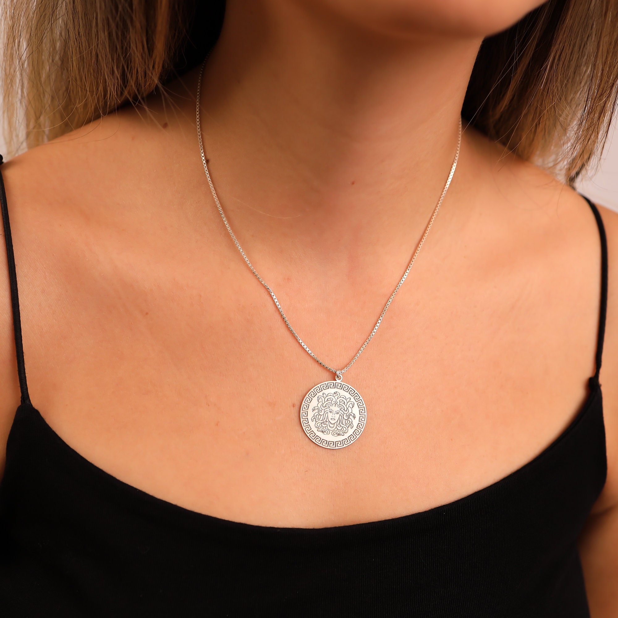 Medusa Silver Necklace, A Symbol of Inner Strength and Beauty, Medusa ...