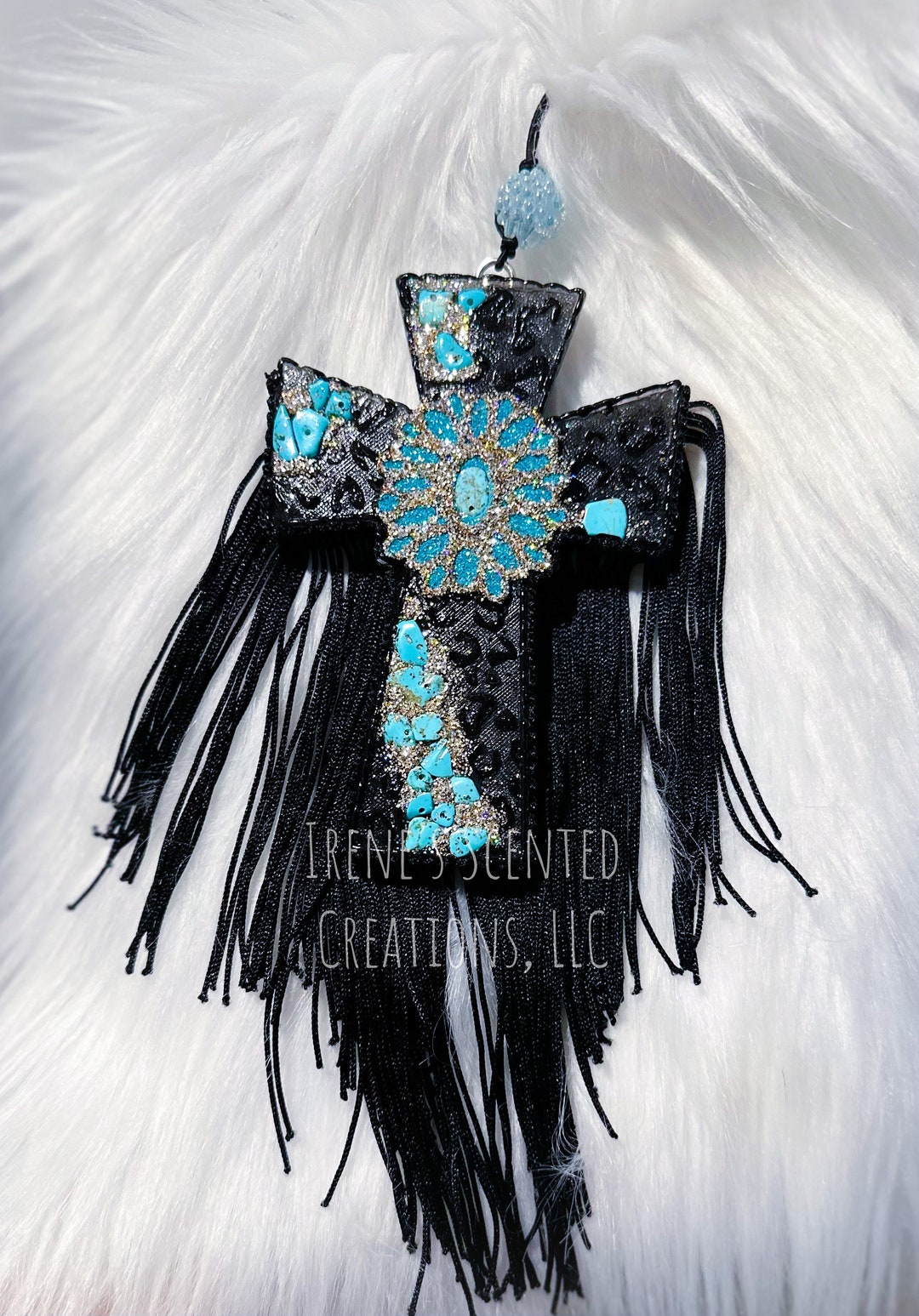 Turquoise Stone Cross With Cheetah Print Western Car Freshener - Etsy