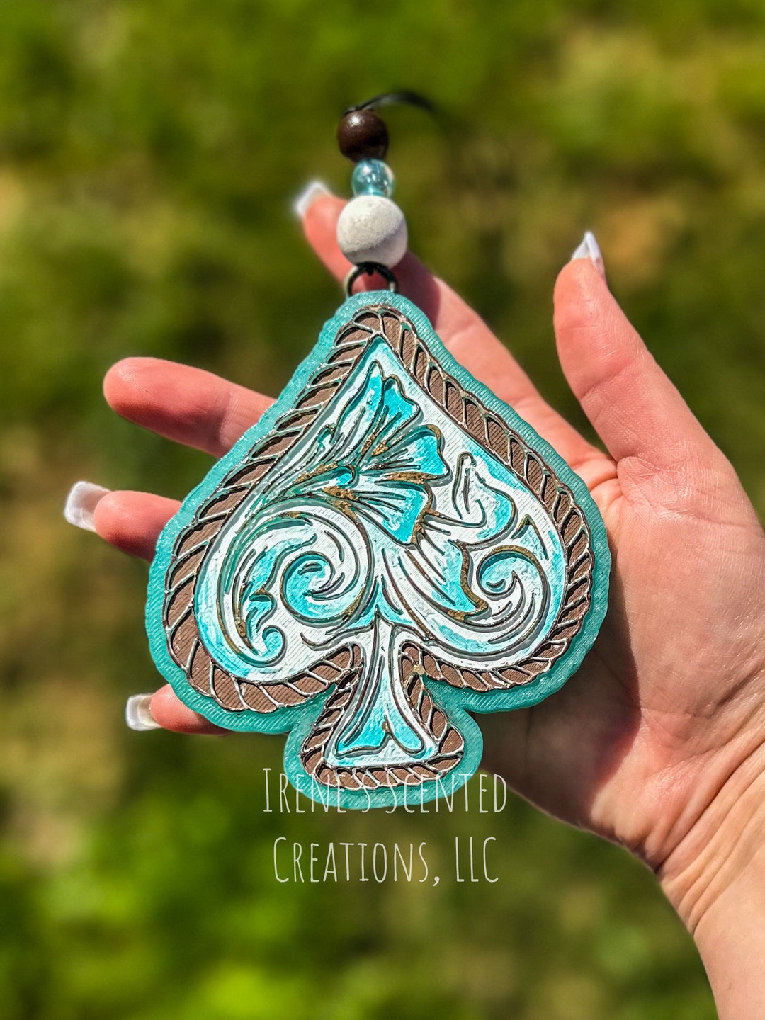 Spade Roped Tooled Leather Vintage Design Hanging Car Air Freshener ...