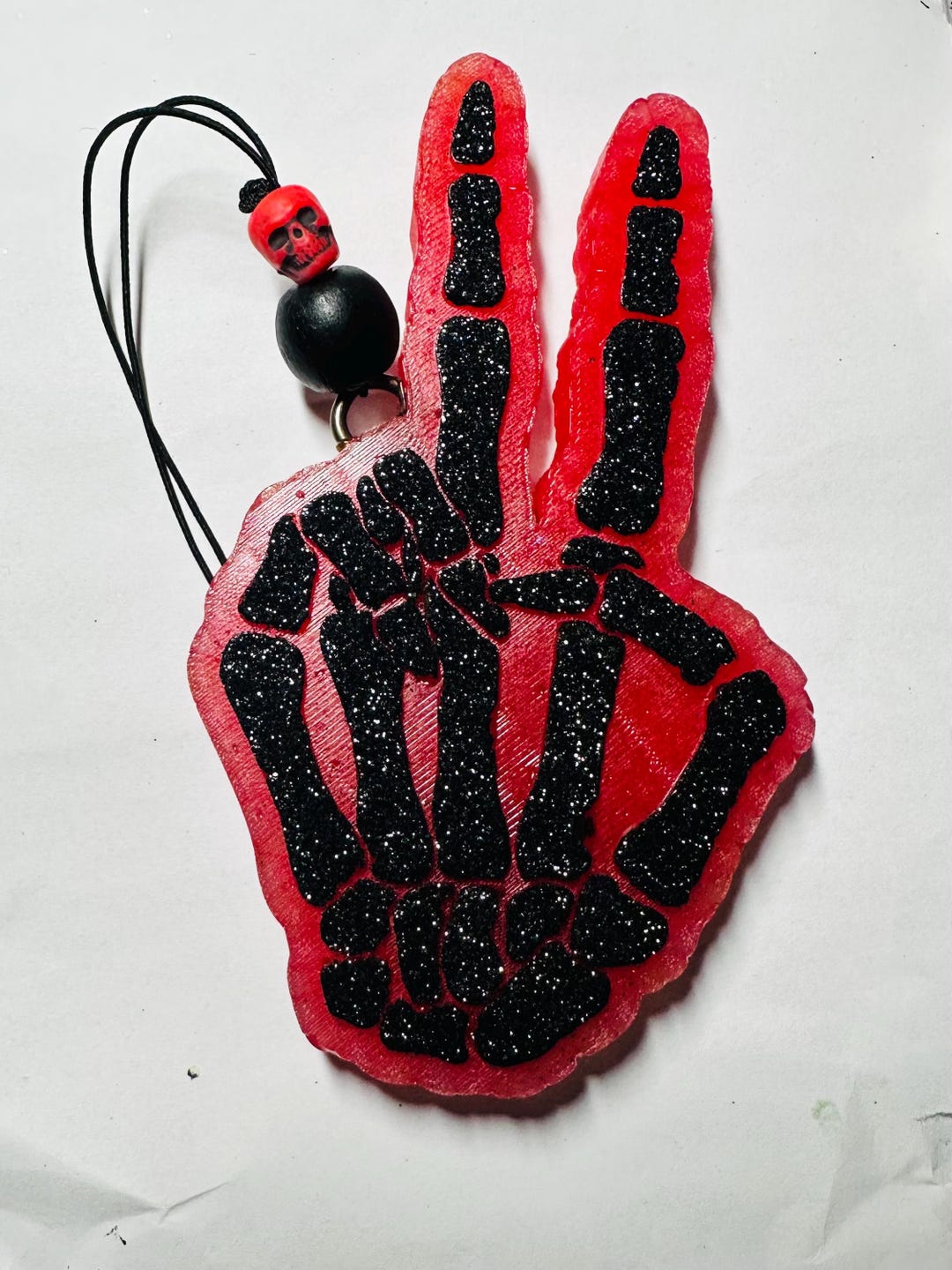 Skeleton Hand Peace Sign Car Freshener Aroma Bead Freshie - Etsy