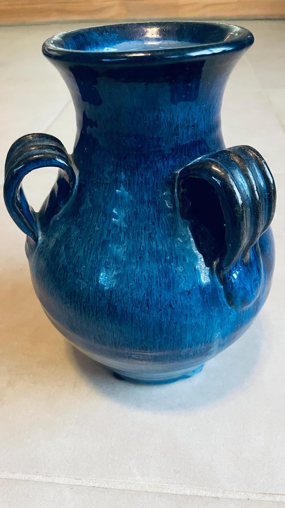Blue Glazed Cobalt Pottery Vase - Etsy