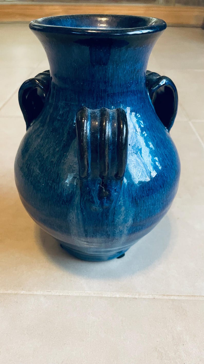 Blue Glazed Cobalt Pottery Vase - Etsy