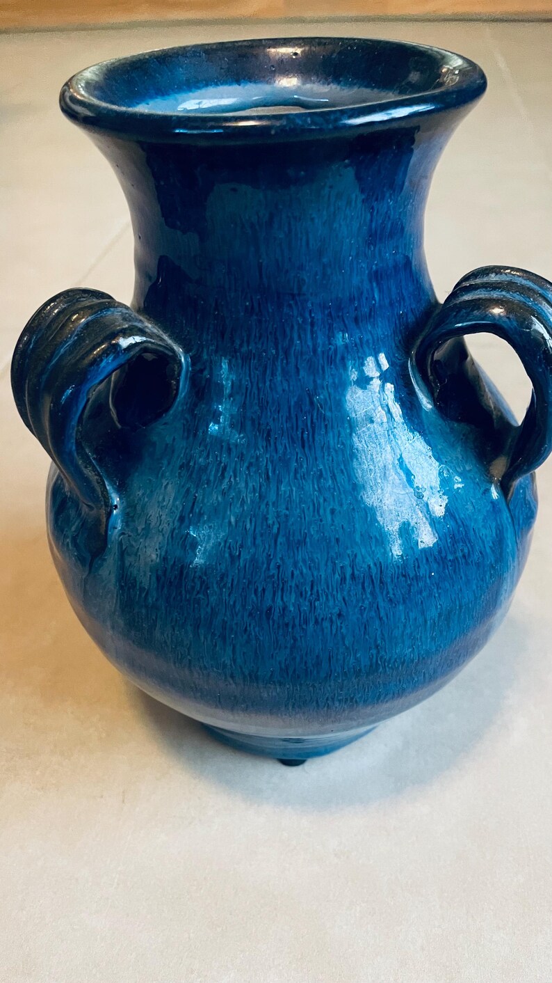 Blue Glazed Cobalt Pottery Vase - Etsy