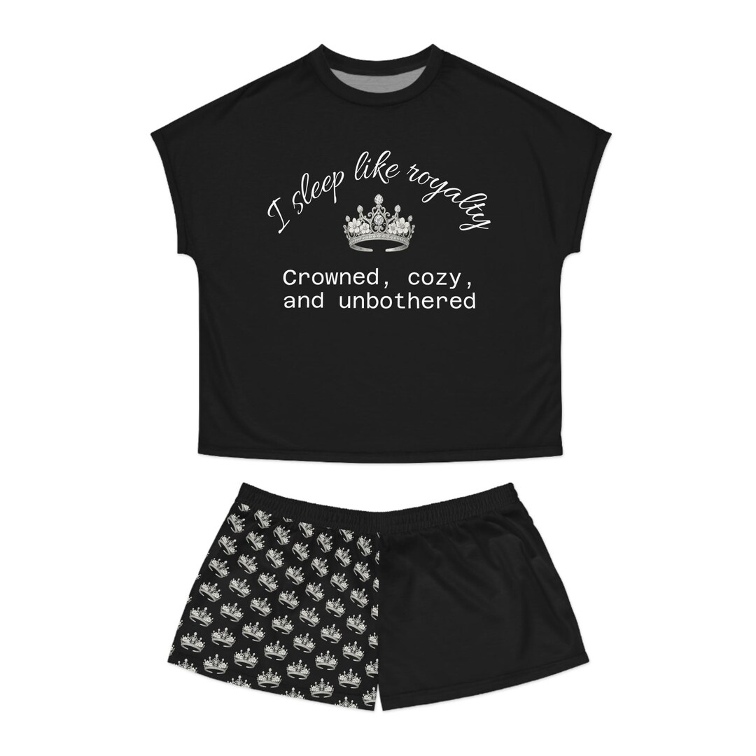 Crowned Pajama Set: Women's Black & White Royal Sleepwear - Etsy