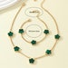 Four Leaf Clover. Jewellery Set for Women 18K Gold Plated Green Pendant ...
