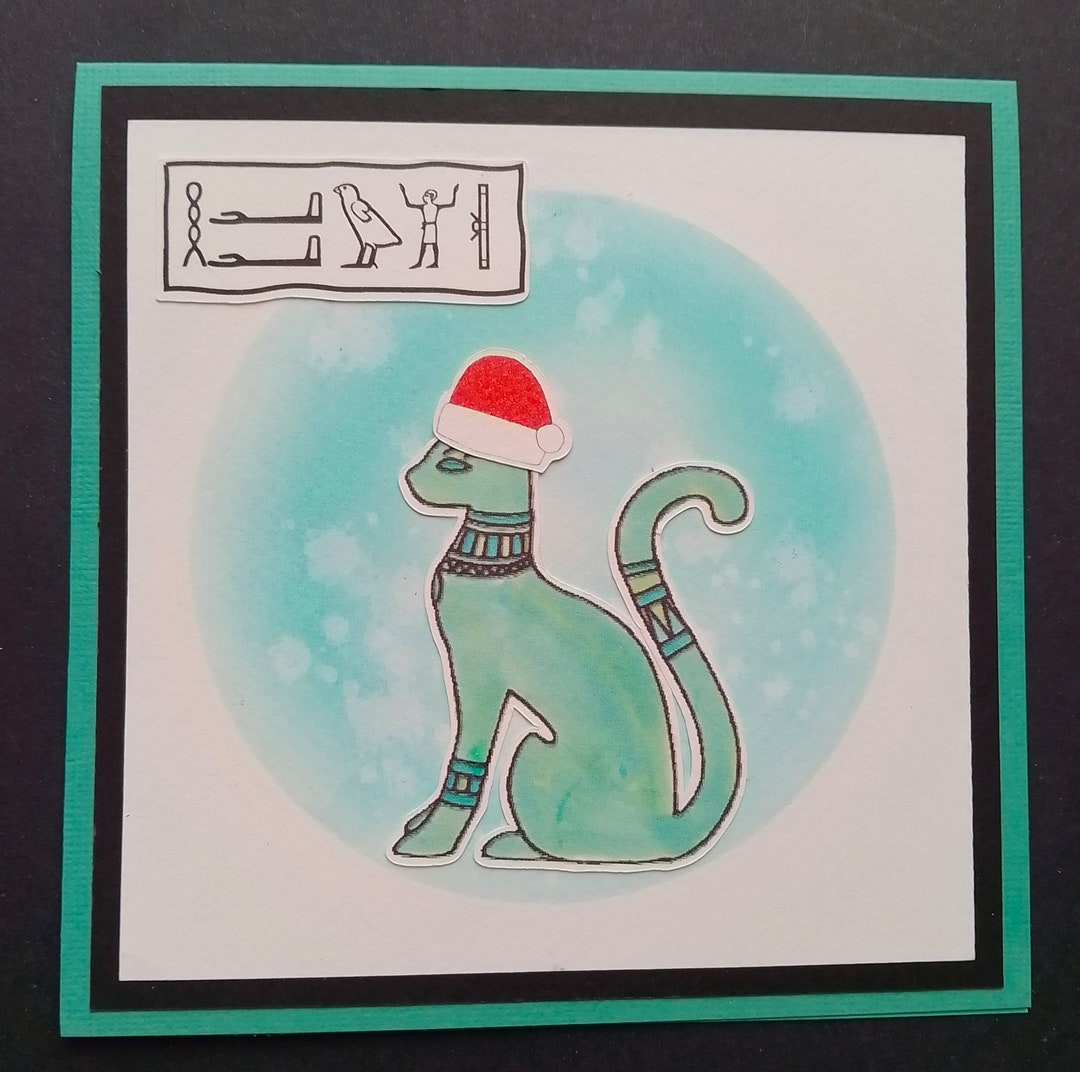 Bastet in Santa Hat Christmas Card - Etsy