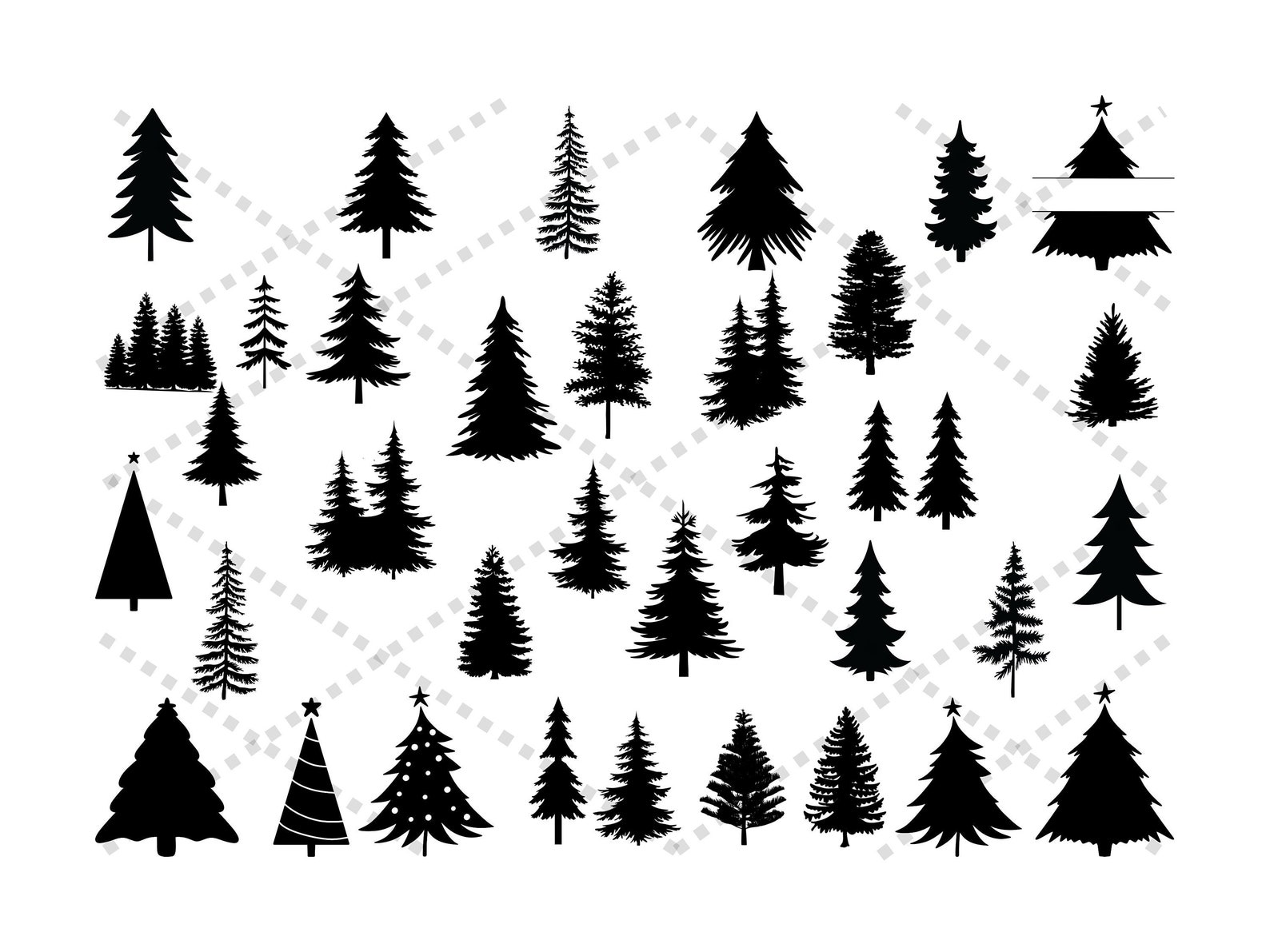 TREE SVG Bundle Christmas Tree Outline Christmas Ornaments - Etsy