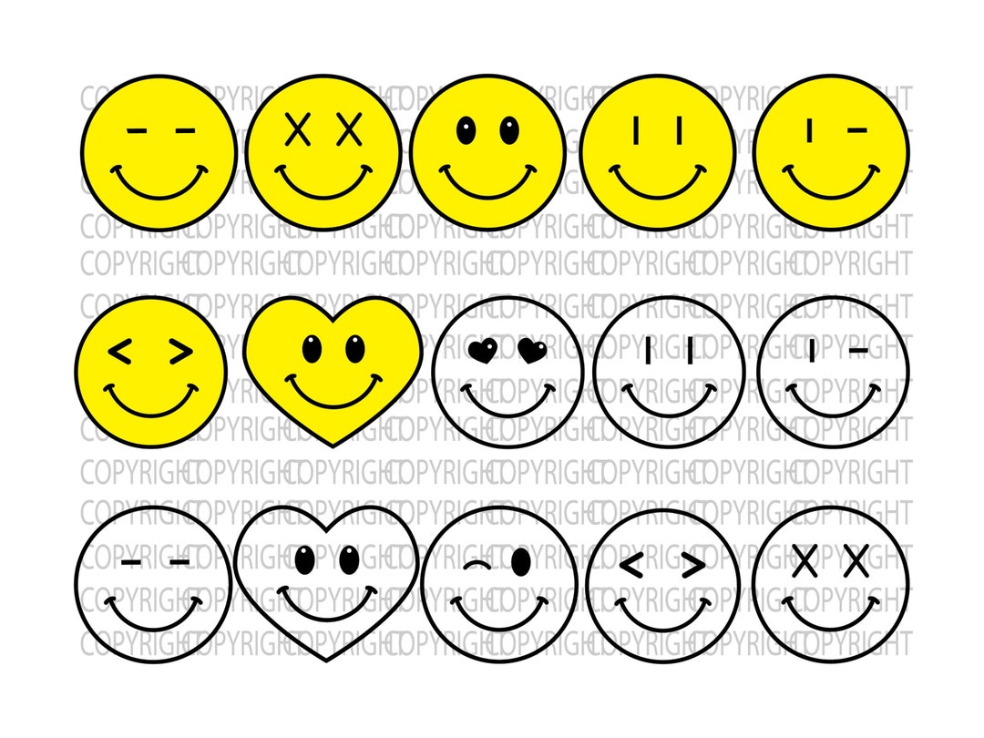 Smiley Face Svg Smiley Svg Happy Face Svg Yellow Smiley - Etsy UK