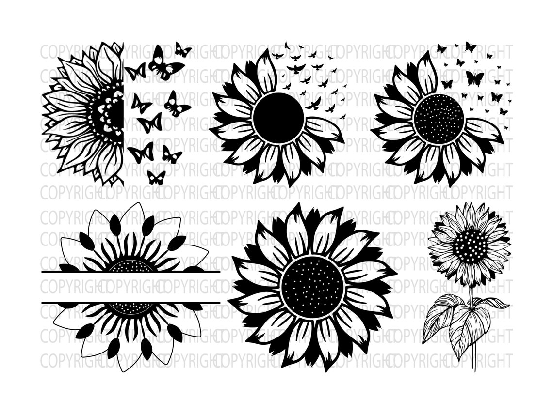 Sunflower Svg Bundle Sunflower Svg Flower Svg Monogram Svg Etsy