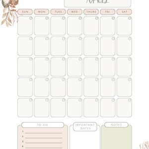 Greenery and Floral Calendar - Etsy