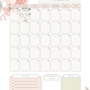Greenery and Floral Calendar - Etsy