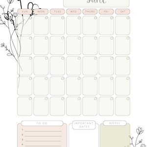 Greenery and Floral Calendar - Etsy