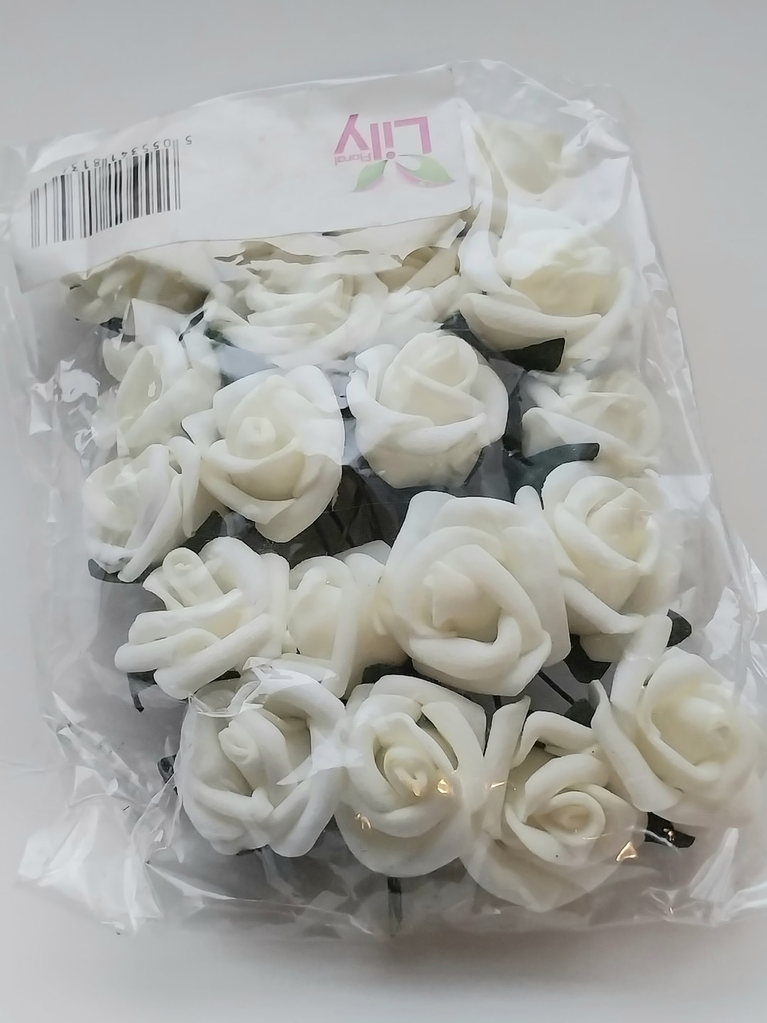 20 Mini Foam Roses With Wire Stem Small Ivory Foam Flowers for DIY ...