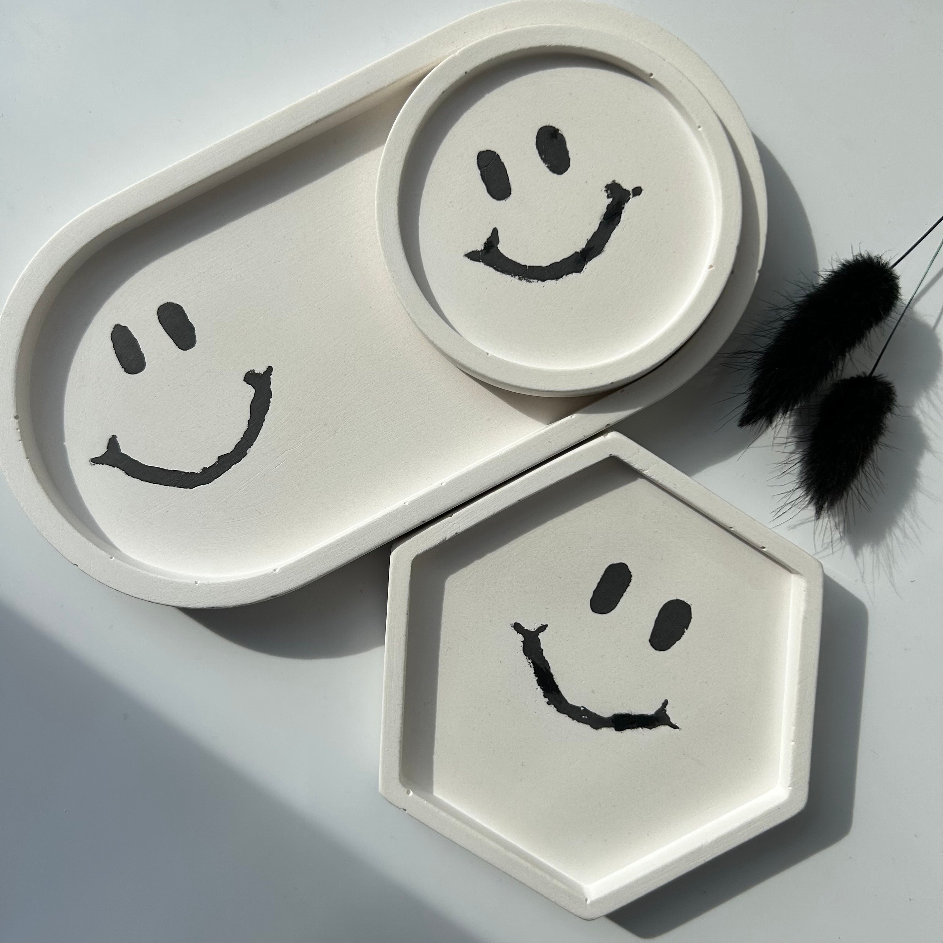 Smiley Collection Jewelry Tray Smiley Round Plaster Bowl - Etsy